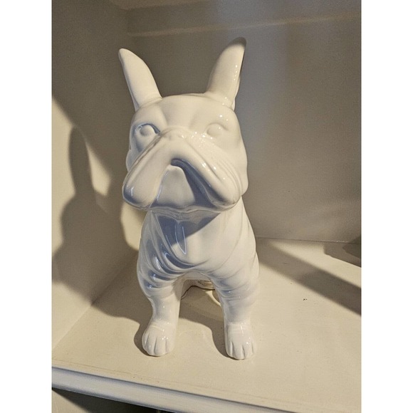 Accents | French Bulldog Frenchie White Glossy Ceramic Home Dcor Statue ...